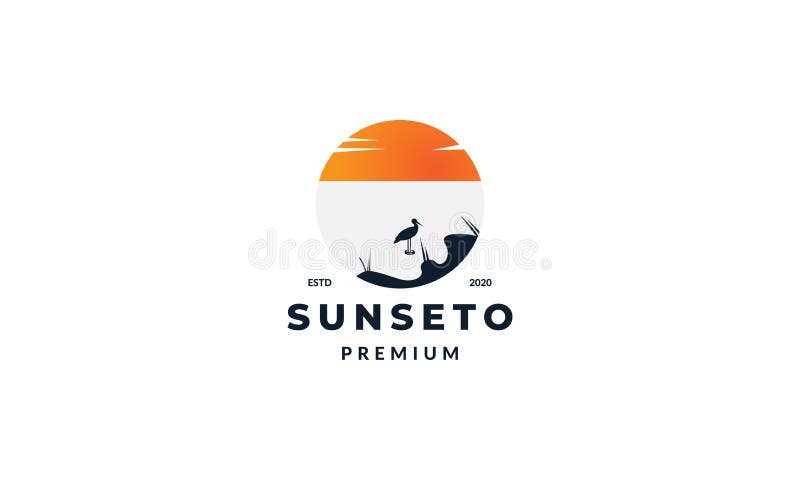 Animal Bird Flamingo and Sunset Logo Design Stock Vector - Illustration ...