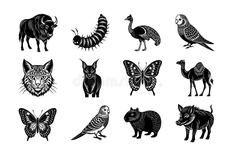 Animal Bundle Vector Art Illustration Stock Vector - Illustration of ...