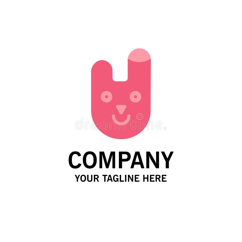 Animal, Bunny, Face, Rabbit Business Logo Template. Flat Color Stock ...