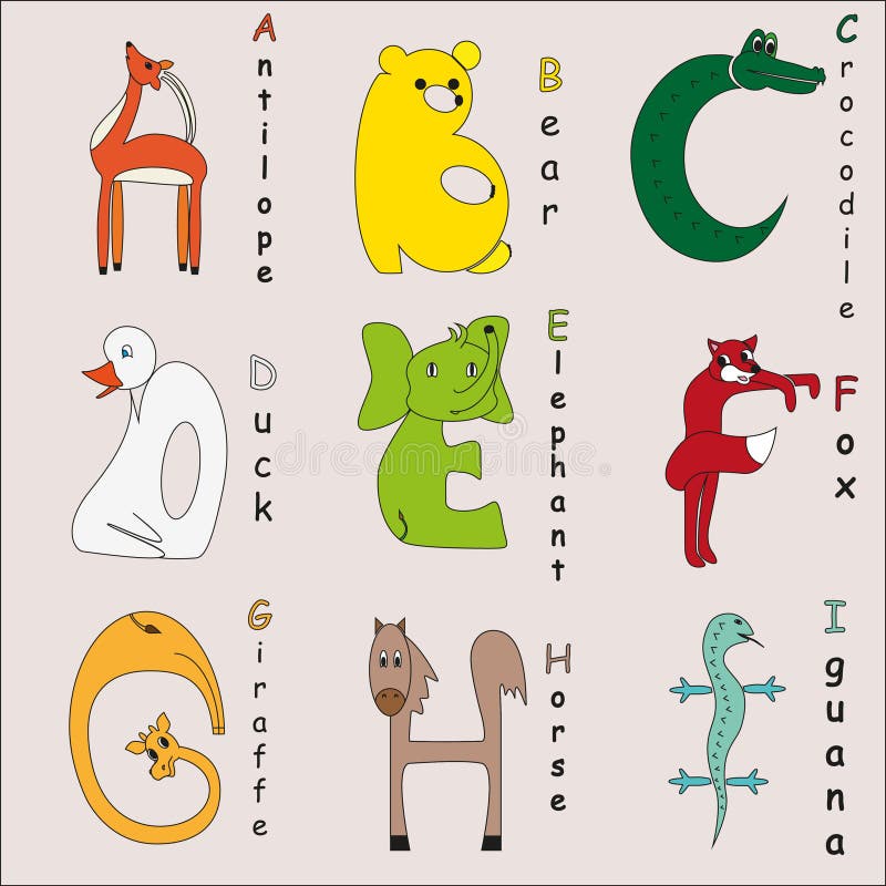 Animal alphabet stock vector. Illustration of language - 134194973