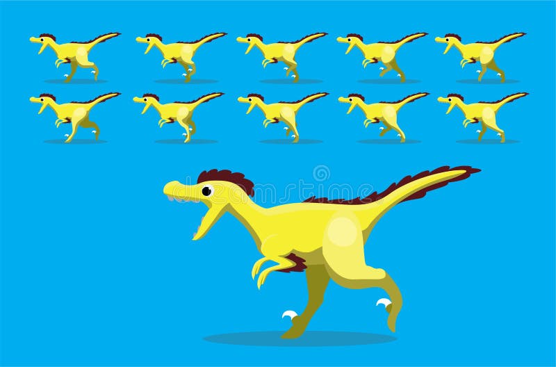 Animal Animation Sequence Dinosaur Velociraptor Running Cartoon Vector ...