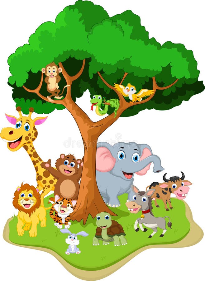 Animal Cartoon Tropical Forest Blank Background Stock Illustrations ...