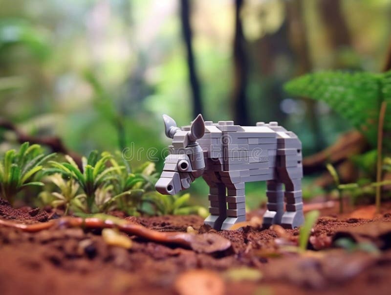 Animal Characters Built Using Plastic Blocks and Placed in Nature ...