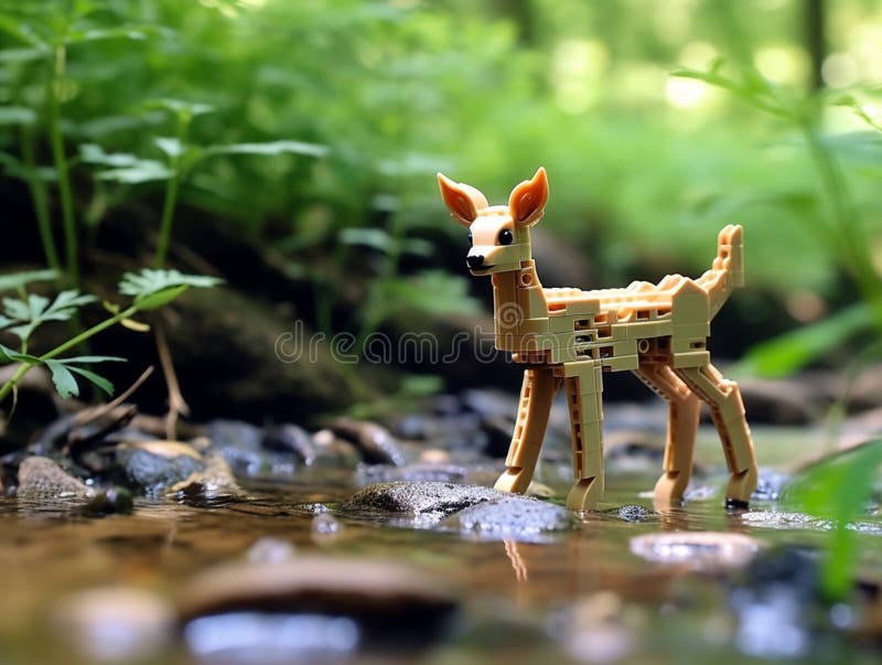 Animal Characters Built Using Plastic Blocks and Placed in Nature ...