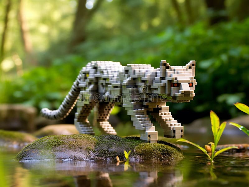 Animal Characters Built Using Plastic Blocks and Placed in Nature ...