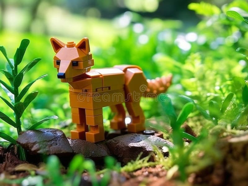 Animal Characters Built Using Plastic Blocks and Placed in Nature ...
