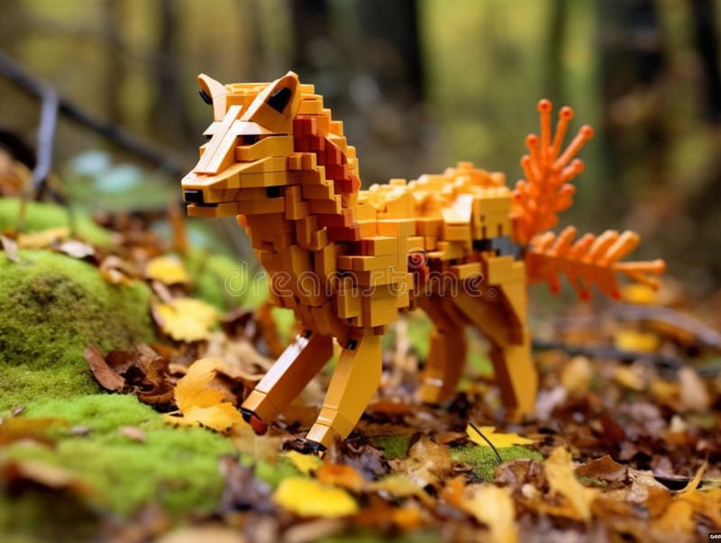 Animal Characters Built Using Plastic Blocks and Placed in Nature ...