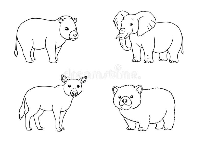 Animal Clipart Black White Easy Stock Vector - Illustration of ...