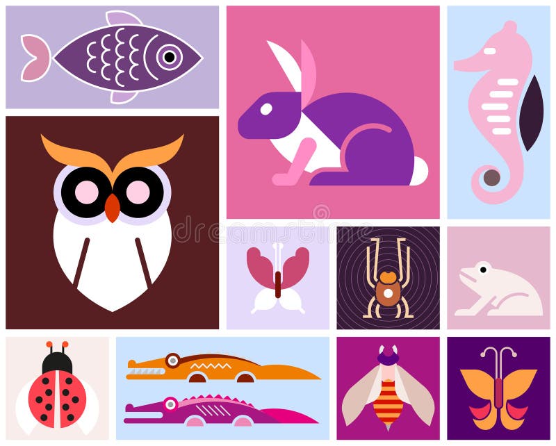 Animal collage stock vector. Illustration of animal - 309936866