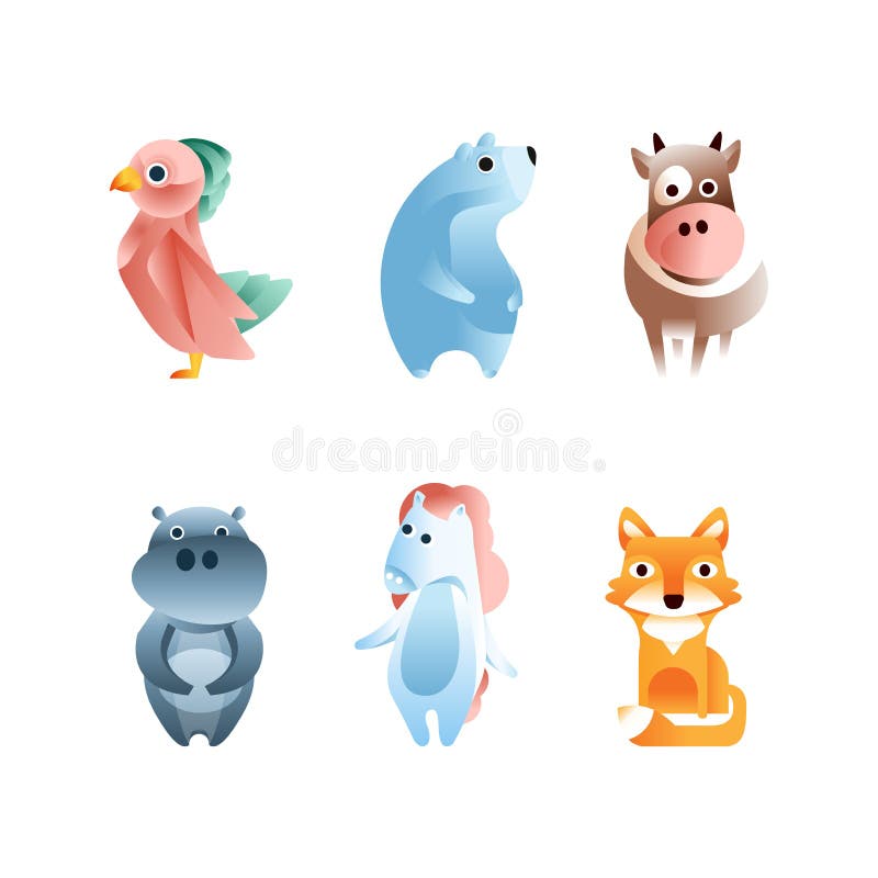 Animal Created from Overlapping Gradient Shapes Vector Set Stock Vector ...