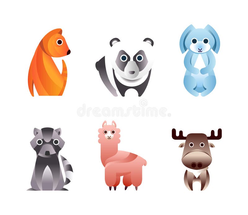 Animal Created from Overlapping Gradient Shapes Vector Set Stock Vector ...
