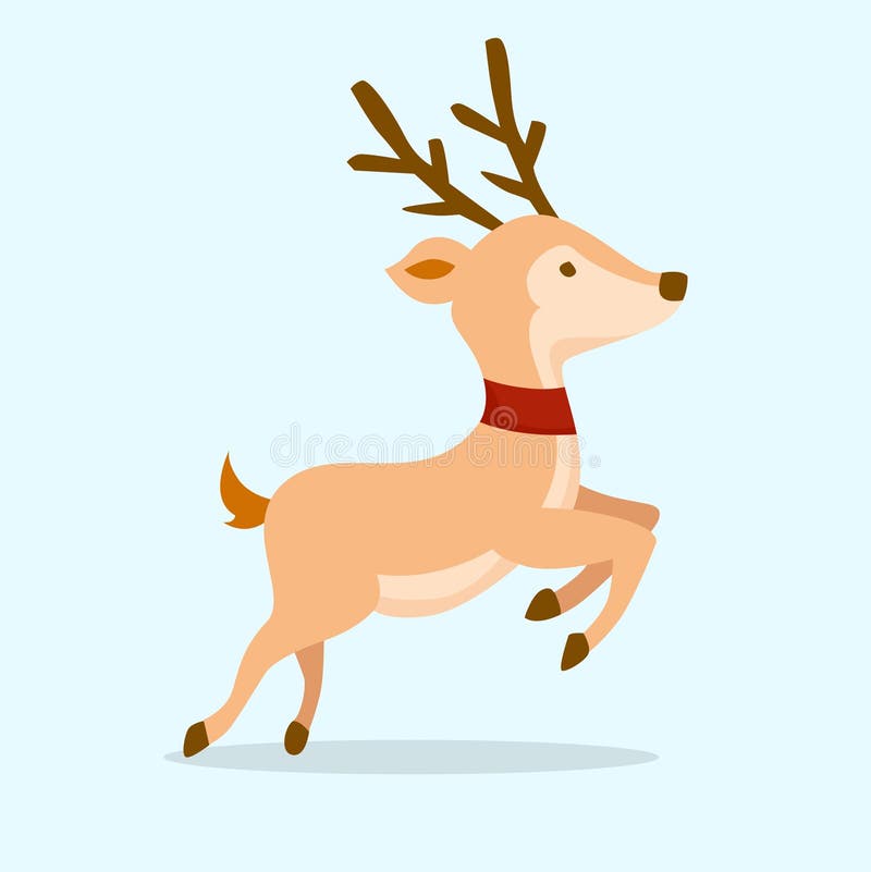 Reindeer Deer Run Jump Cartoon Vector Editable Stock Illustration ...