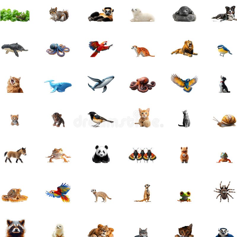 Animal Diversity: a Stunning Collage on a White Canvas Stock Photo ...