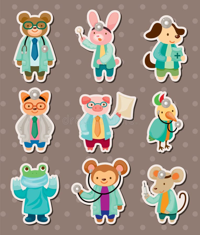 Animal doctor stickers stock vector. Illustration of frog - 27004687