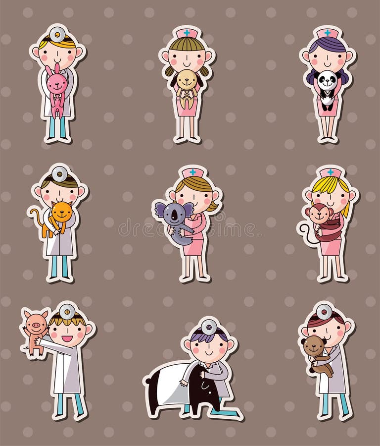 Animal doctor stickers stock vector. Illustration of group - 27483362