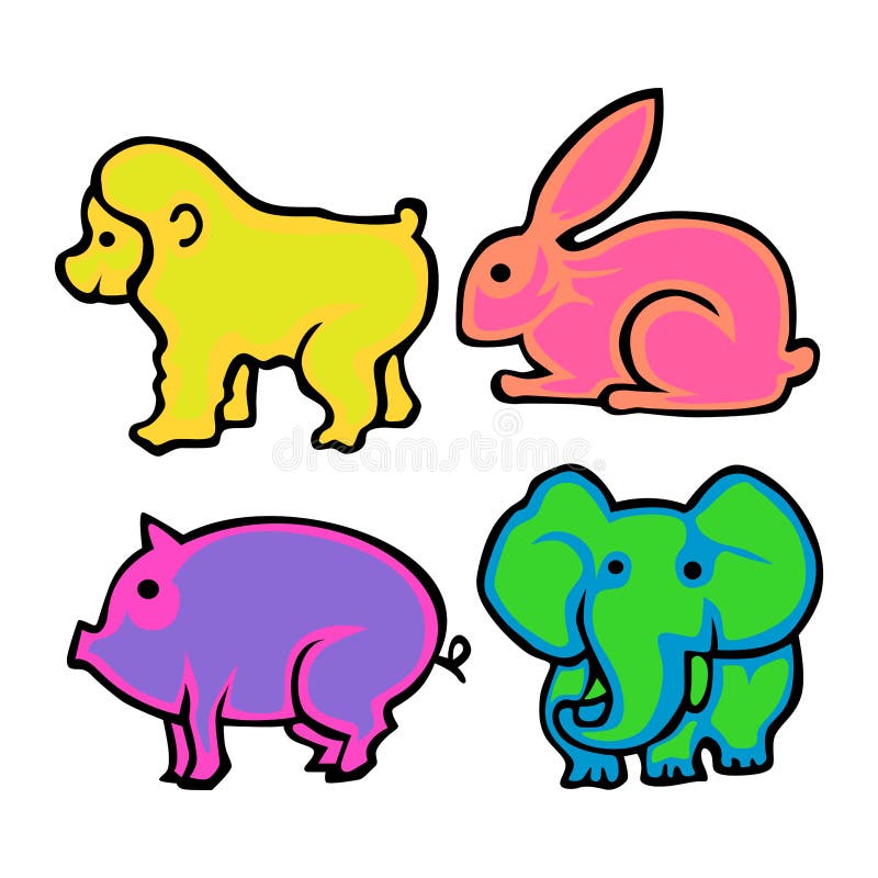 Animal doodle icon set stock vector. Illustration of collection - 252440617