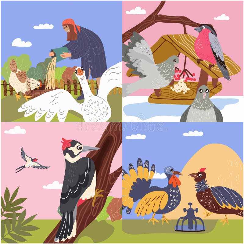 Animal Drawing Hand Drawn Composition Set Stock Illustration ...