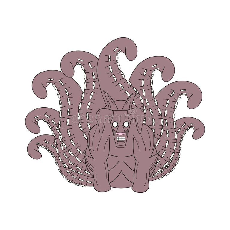Animal with Eight Tail. Vector Illustration Stock Vector - Illustration ...