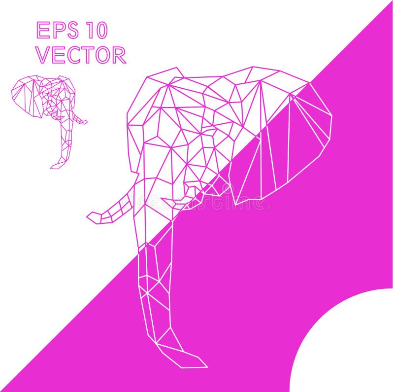 Animal Elephant Geometric Contour Low - Poly Outline Stock Vector ...
