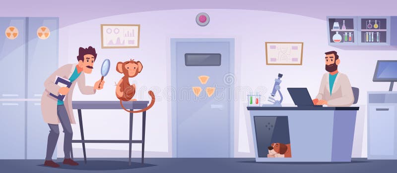 Animal Experiments. Background Scientists Lab with Smart Professional ...