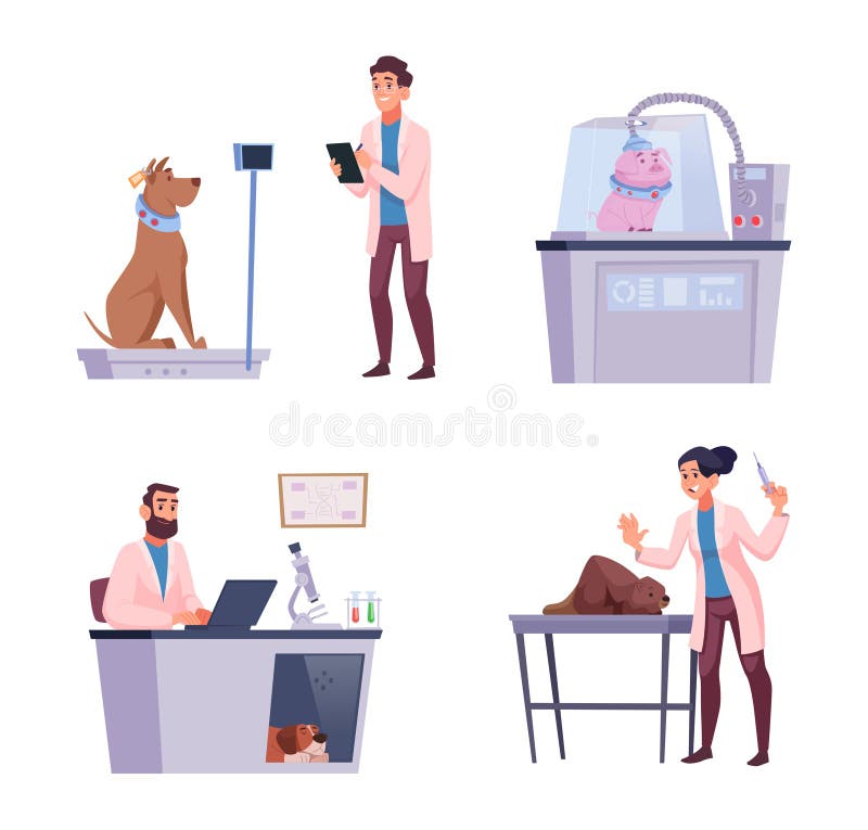 Animal Experiments. Scientists Working in Laboratory with Different ...