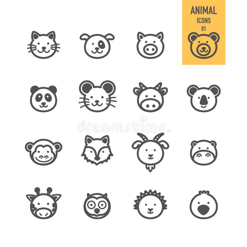 Animal face icons set. stock vector. Illustration of bear - 52849245