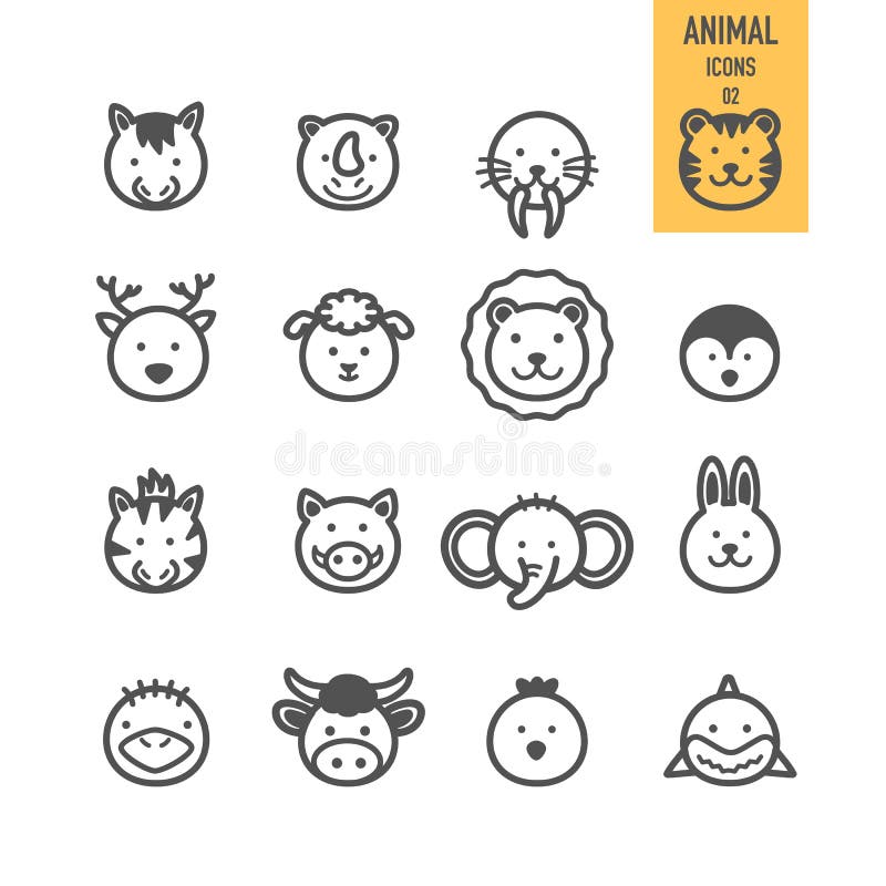 Animal face icons set. stock vector. Illustration of bear - 52849245