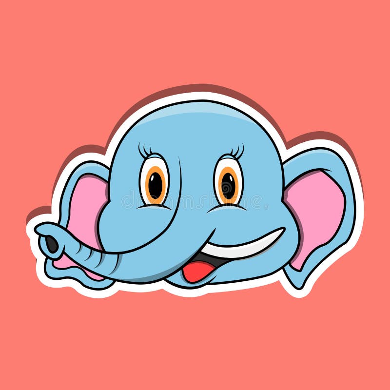 Animal Face Sticker with Elephant Wearing Circus Hat. Character Design ...