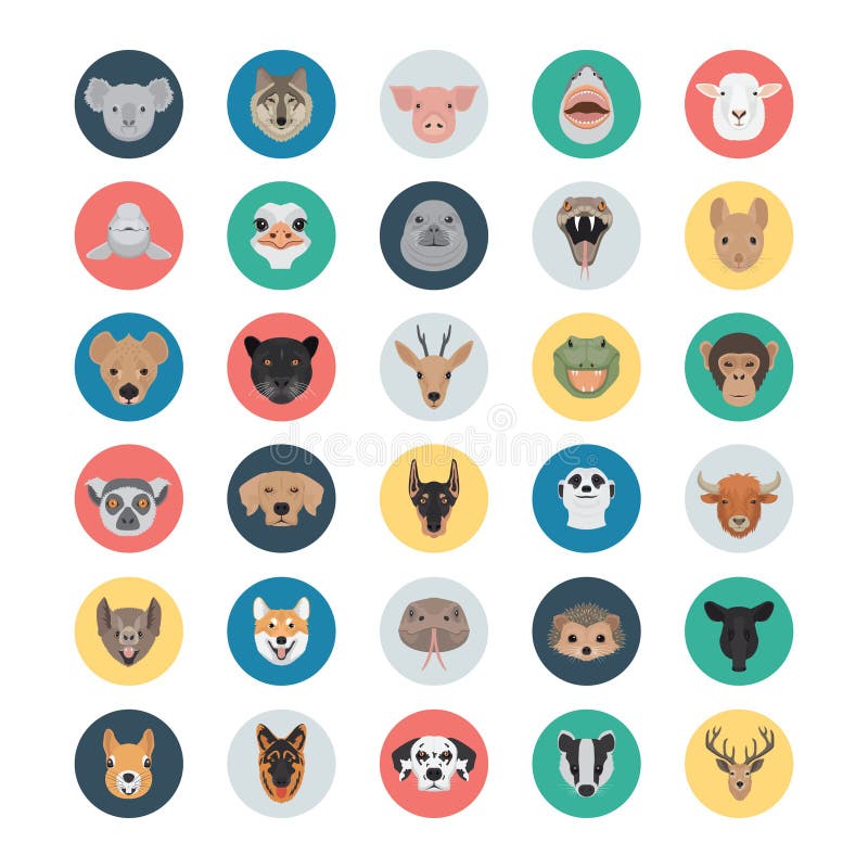 Animal Faces icon set stock vector. Illustration of ostrich - 351606480