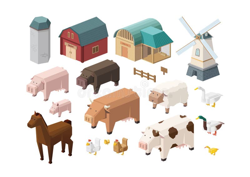 Graphic Animal Farm 2.5D Set Design Stock Vector - Illustration of ...