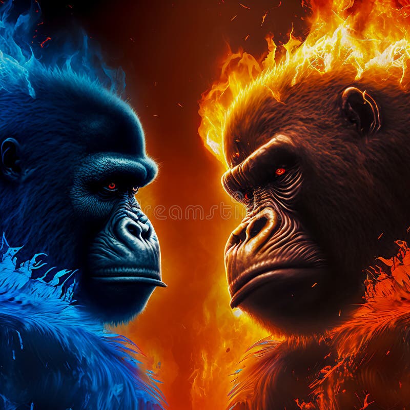 Animal Fighting. Abstract Fire and Ice Element Against. Heat and Cold ...