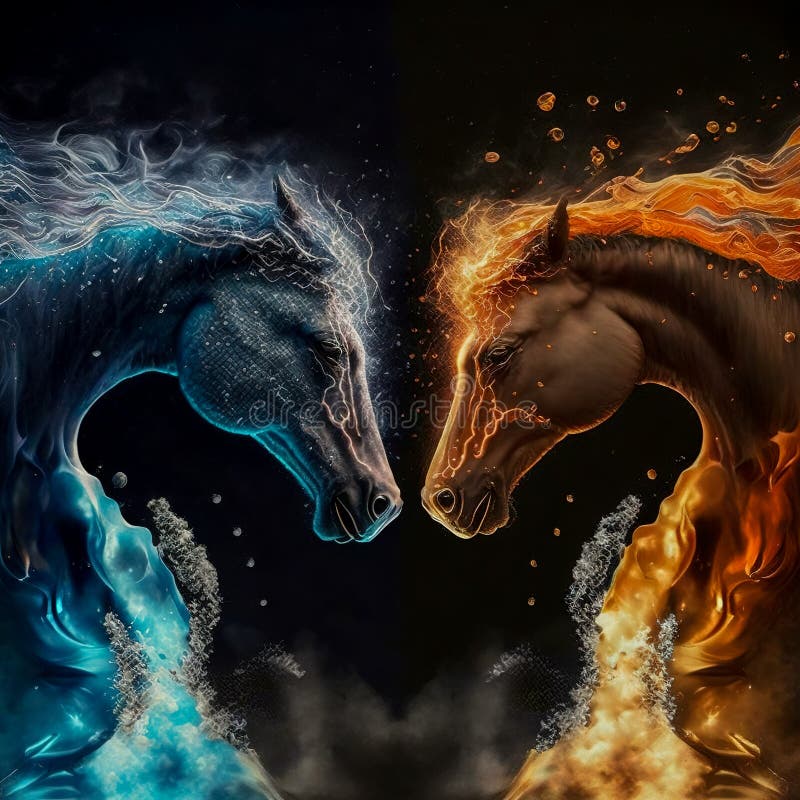 Animal Fighting. Abstract Fire and Ice Element Against. Heat and Cold ...