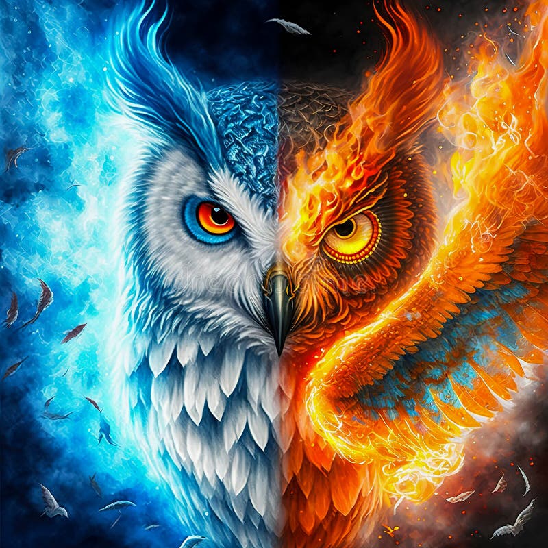 Animal Fighting. Abstract Fire and Ice Element Against. Heat and Cold ...