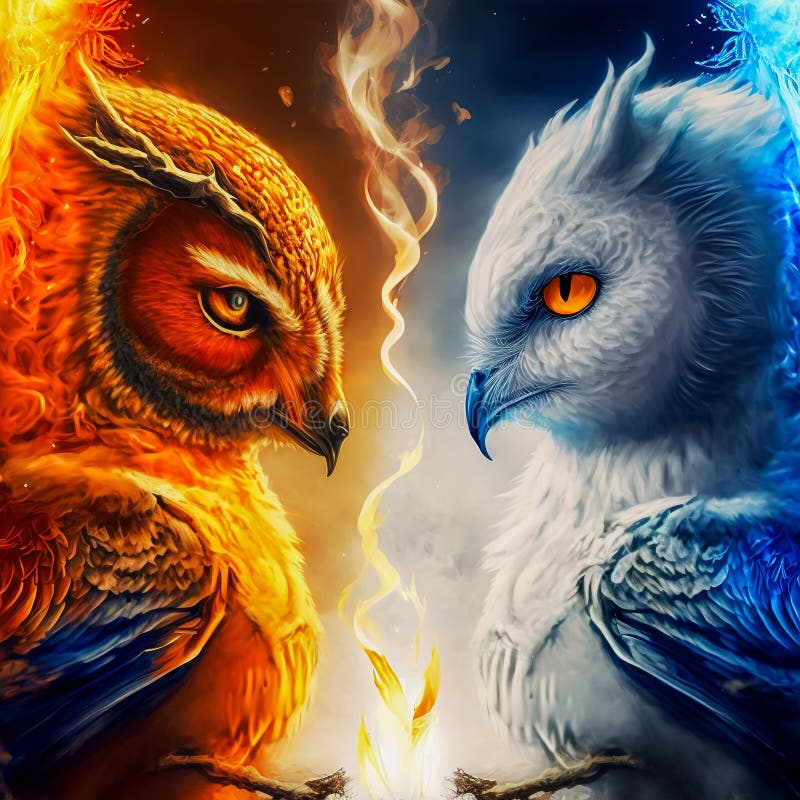 Animal Fighting. Abstract Fire and Ice Element Against. Heat and Cold ...