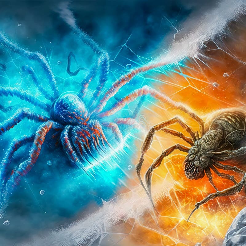 Animal Fighting. Abstract Fire and Ice Element Against. Heat and Cold ...