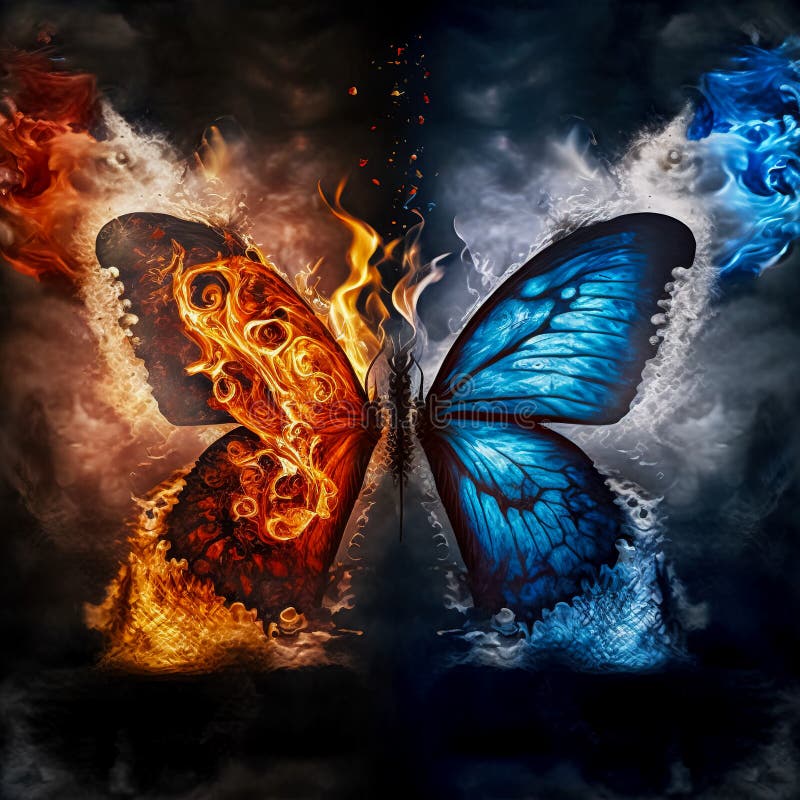 Animal Fighting. Abstract Fire and Ice Element Against. Heat and Cold ...