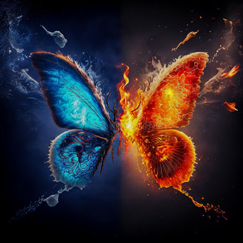 Animal Fighting. Abstract Fire and Ice Element Against. Heat and Cold ...