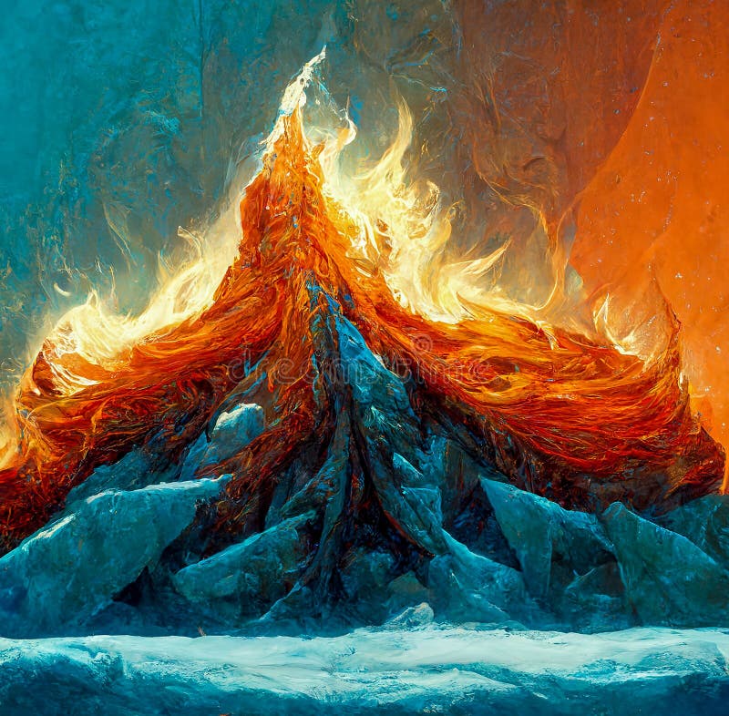 Animal Fighting. Abstract Fire and Ice Element Against. Heat and Cold ...