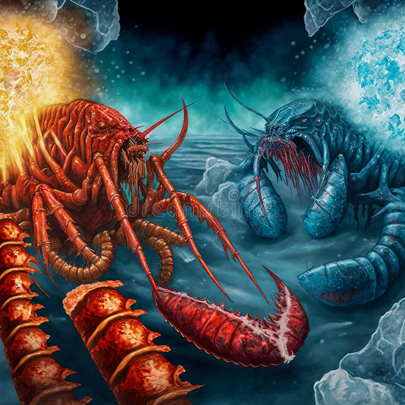 Animal Fighting. Abstract Fire and Ice Element Against. Heat and Cold ...