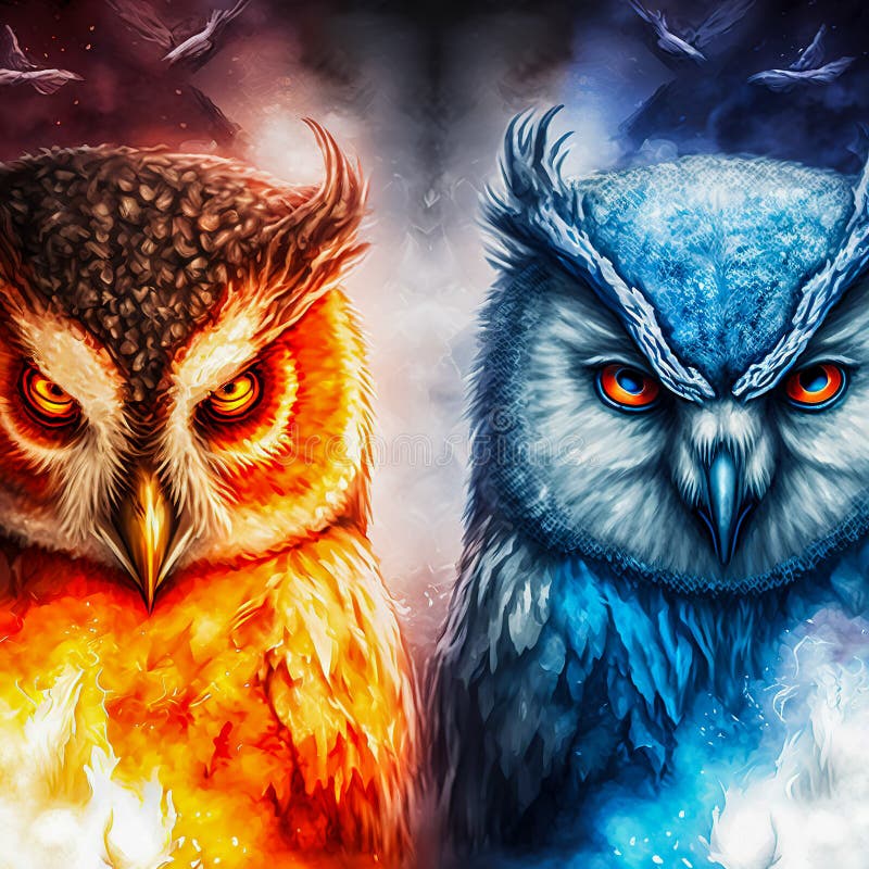 Animal Fighting. Abstract Fire and Ice Element Against. Heat and Cold ...