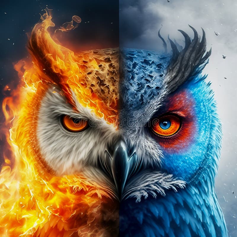 Animal Fighting. Abstract Fire and Ice Element Against. Heat and Cold ...