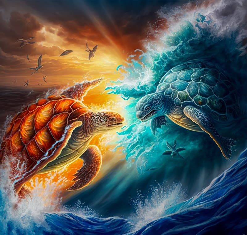 Animal Fighting. Abstract Fire and Ice Element Against. Heat and Cold ...