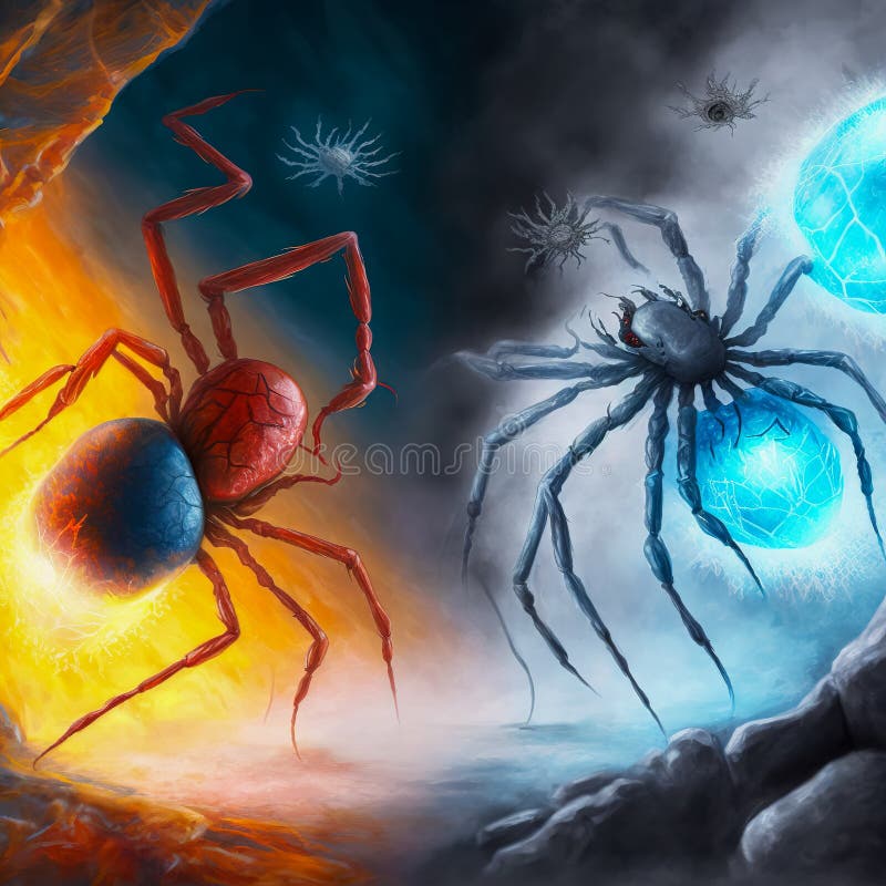 Animal Fighting. Abstract Fire and Ice Element Against. Heat and Cold ...