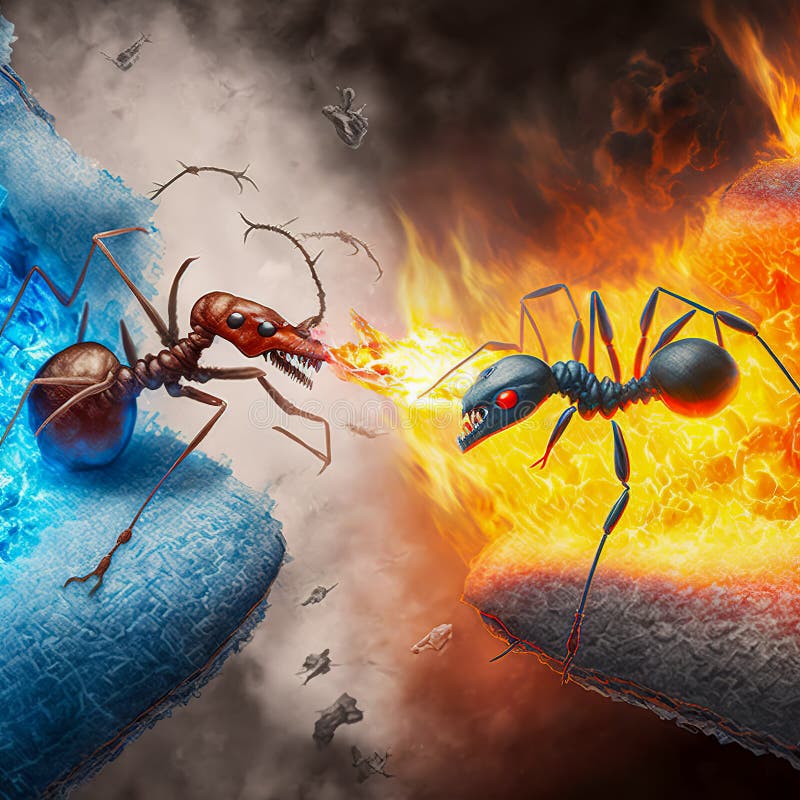 Animal Fighting. Abstract Fire and Ice Element Against. Heat and Cold ...