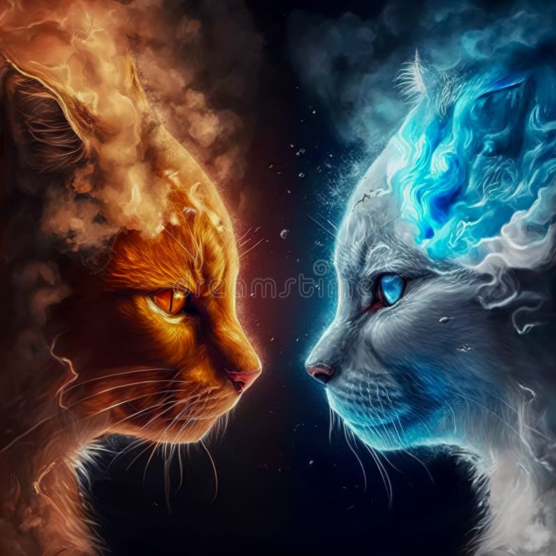 Animal Fighting. Abstract Fire and Ice Element Against. Heat and Cold ...