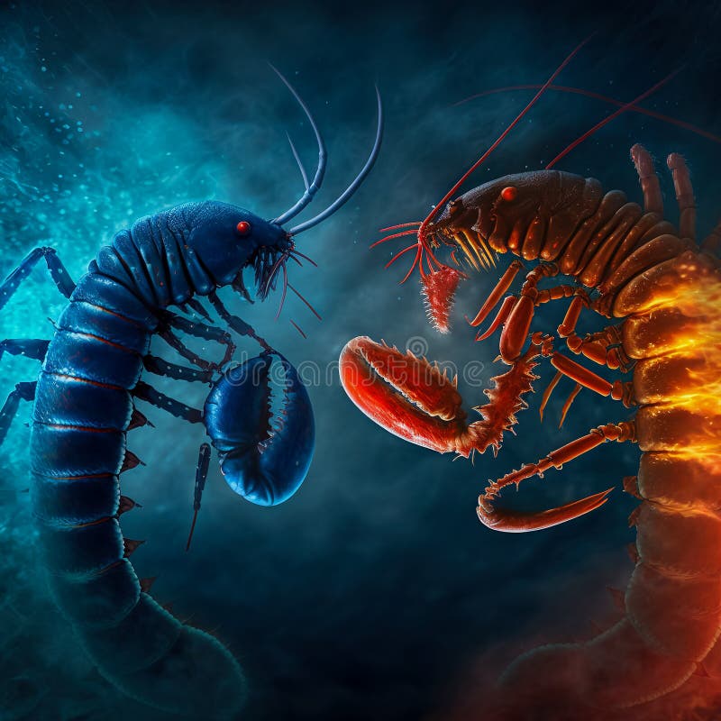 Animal Fighting. Abstract Fire and Ice Element Against. Heat and Cold ...