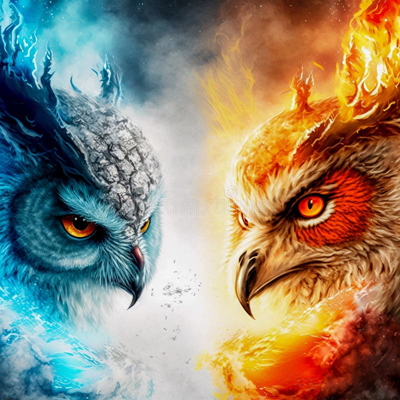 Animal Fighting. Abstract Fire and Ice Element Against. Heat and Cold ...