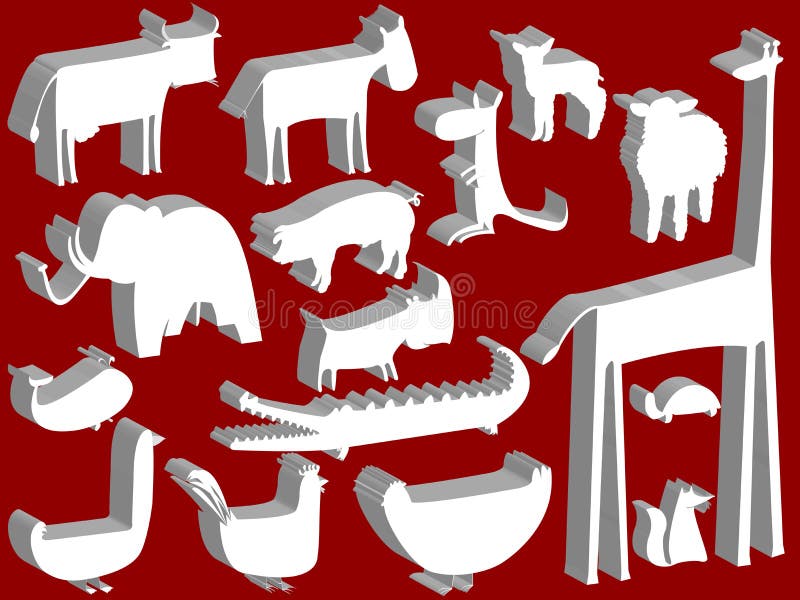 Animal Figurines Over Red Background Stock Vector - Illustration of ...