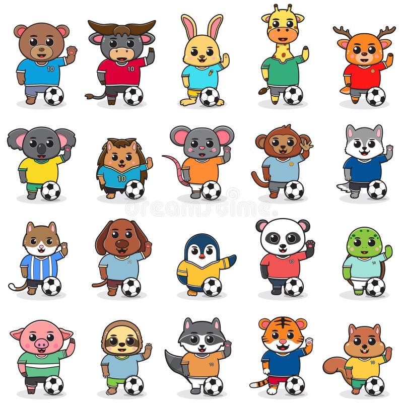 Animal Wearing Football Uniform Cartoon. Stock Vector - Illustration of ...
