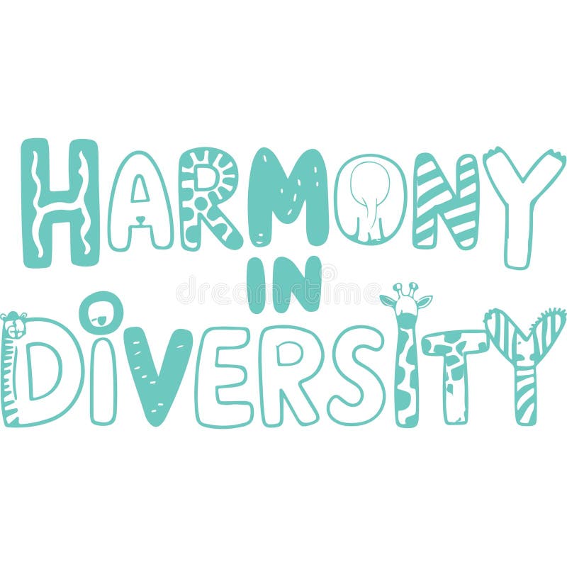 Animal Harmony in Diversity Print Stock Vector - Illustration of ...